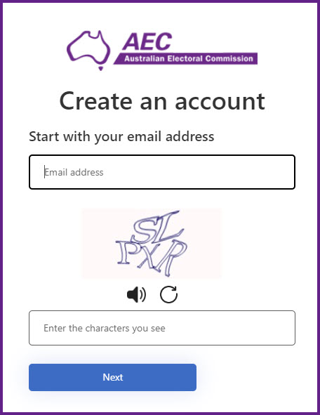 Creating a myAEC account - Australian Electoral Commission
